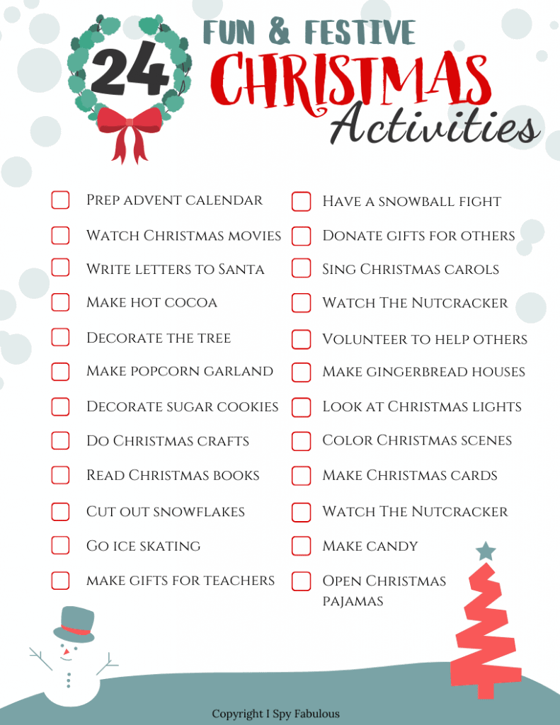 24 Christmas Activities Countdown Free Printable I Spy Fabulous 24 Christmas Activities Countdown Free Printable I Spy Fabulous