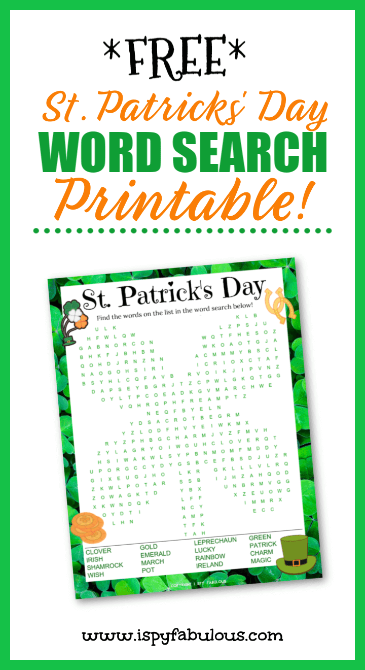 Free St. Patrick’s Day Word Search! - I Spy Fabulous