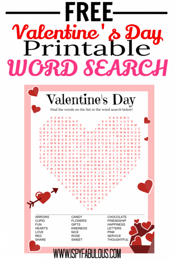 Adorable Valentine’s Day Word Search Printable! - I Spy Fabulous