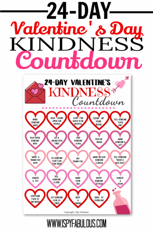 24-Day Valentine’s Kindness Countdown & Free Printable! - I Spy Fabulous