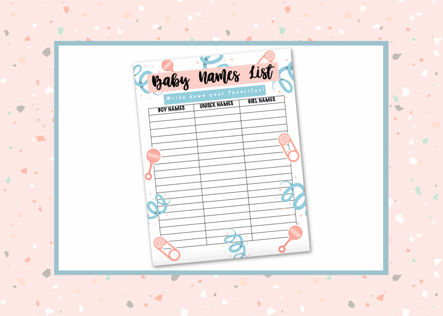 Free Baby Name List Printable to Track Your Favorites! - I Spy Fabulous