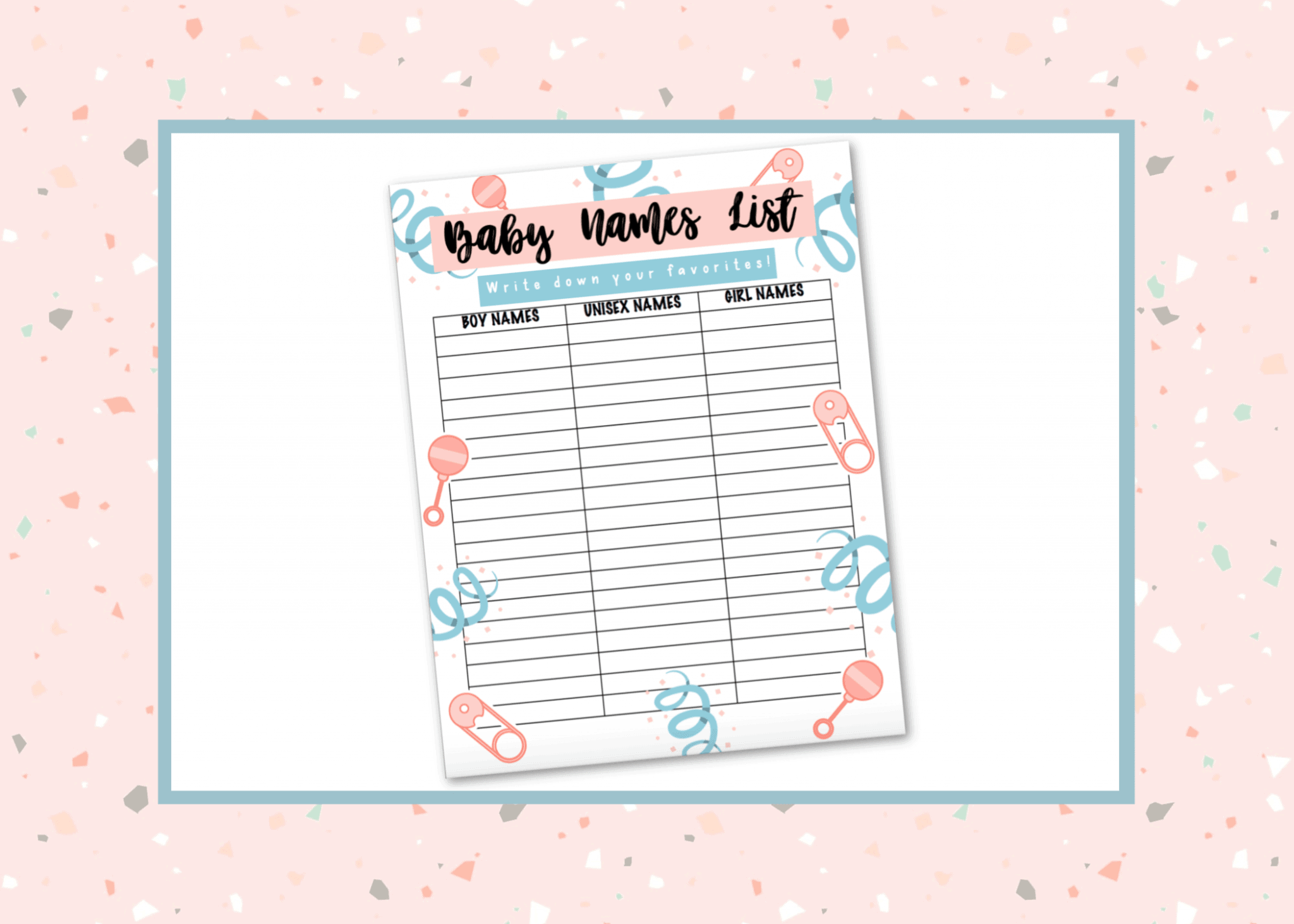 Free Baby Name List Printable to Track Your Favorites! - I Spy Fabulous