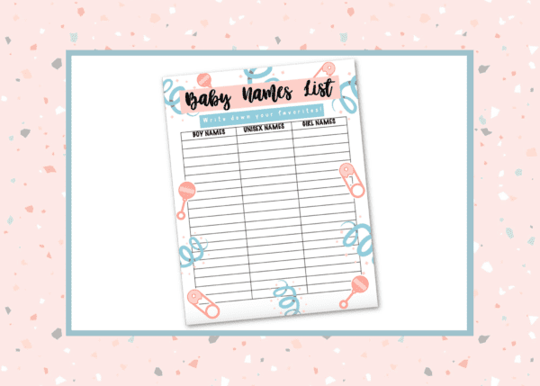 Free Baby Name List Printable to Track Your Favorites! - I Spy Fabulous