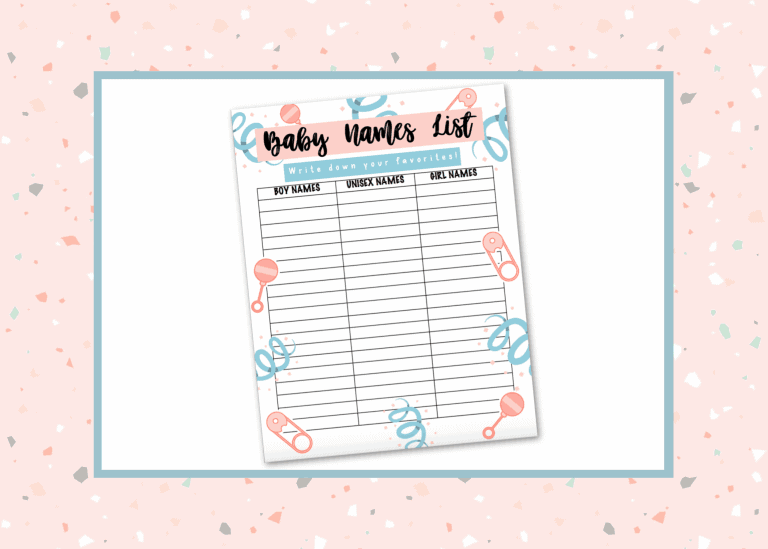 Free Baby Name List Printable to Track Your Favorites! - I Spy Fabulous