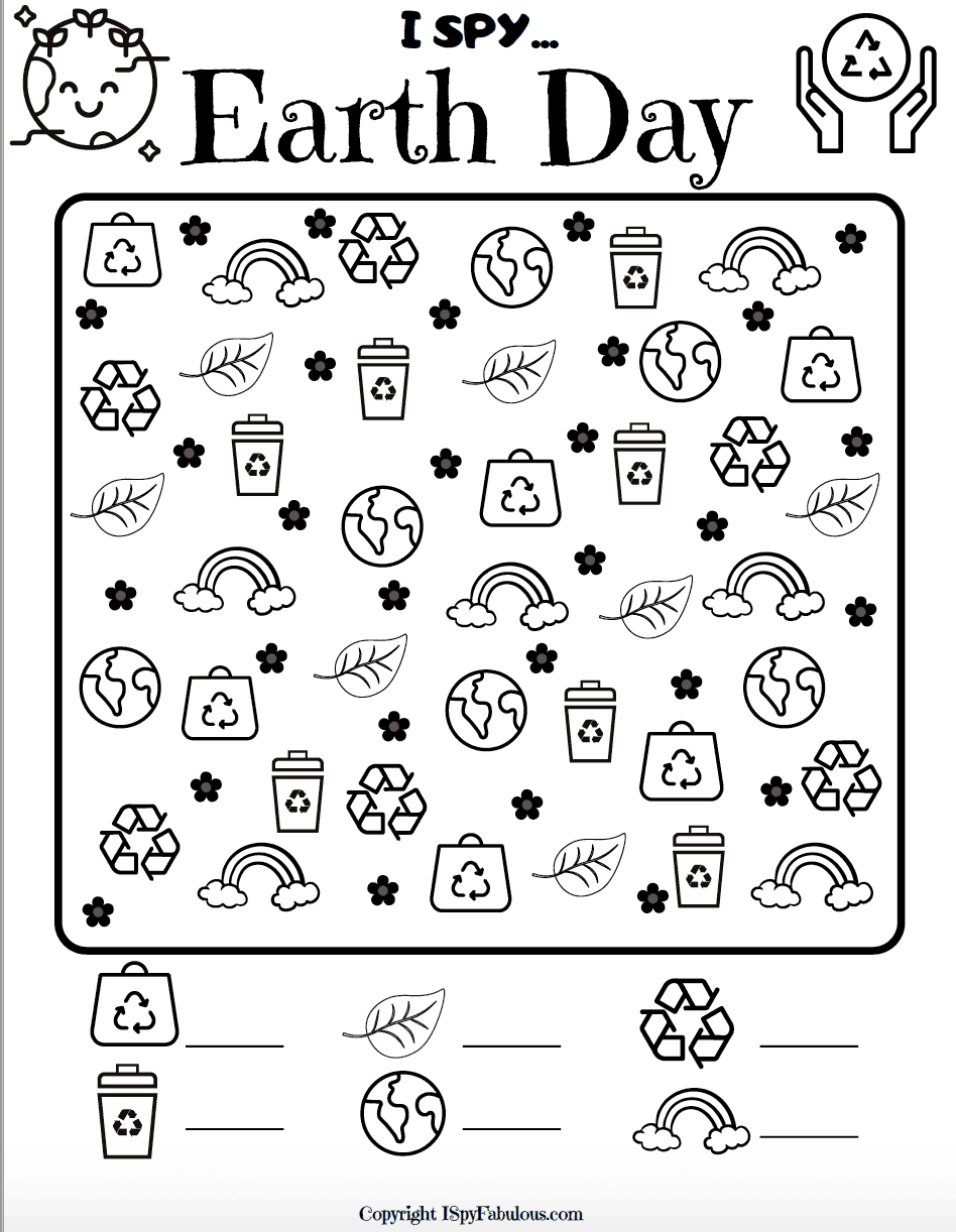 Free Earth Day I Spy Coloring Page Printable for Kids! - I Spy Fabulous