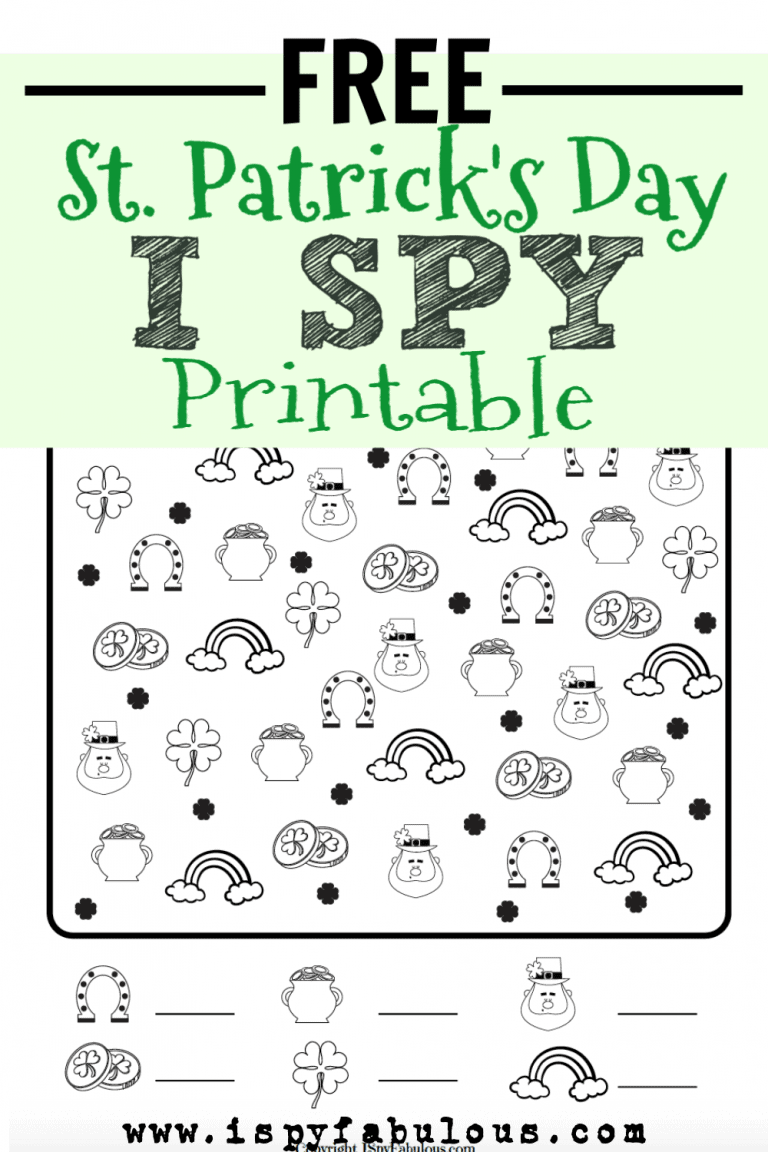 Free Colorable St. Patrick’s Day I Spy Printable! - I Spy Fabulous