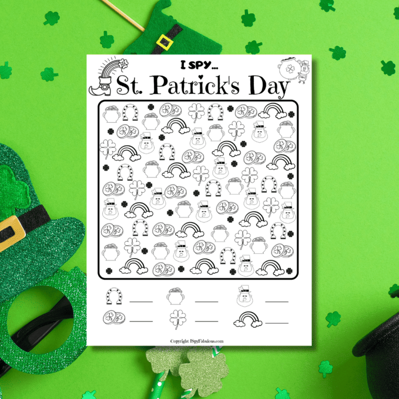 Free Colorable St. Patrick’s Day I Spy Printable! - I Spy Fabulous