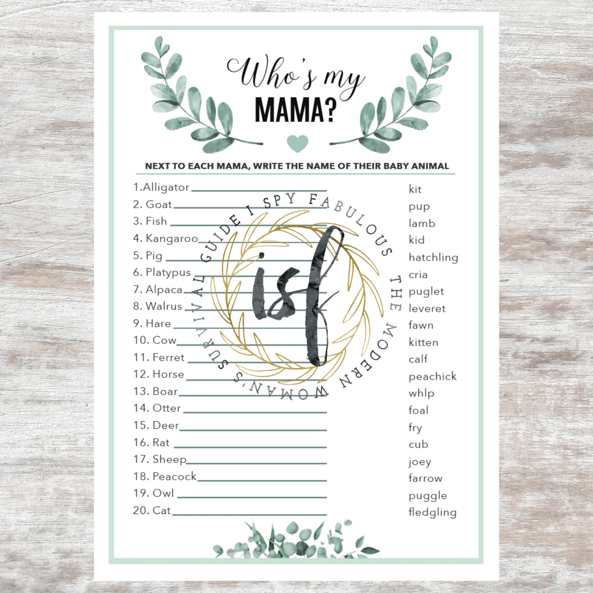 Who’s My Mama Printable Gender Neutral Baby Shower Game! - I Spy Fabulous