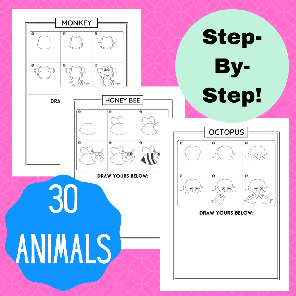 50 Step by Step Drawing Worksheets for Kids! - I Spy Fabulous