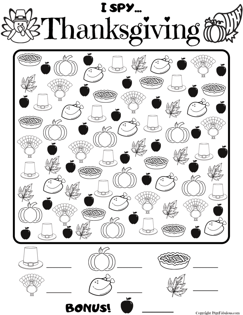 Free & Festive I Spy Thanksgiving Printable! - I Spy Fabulous