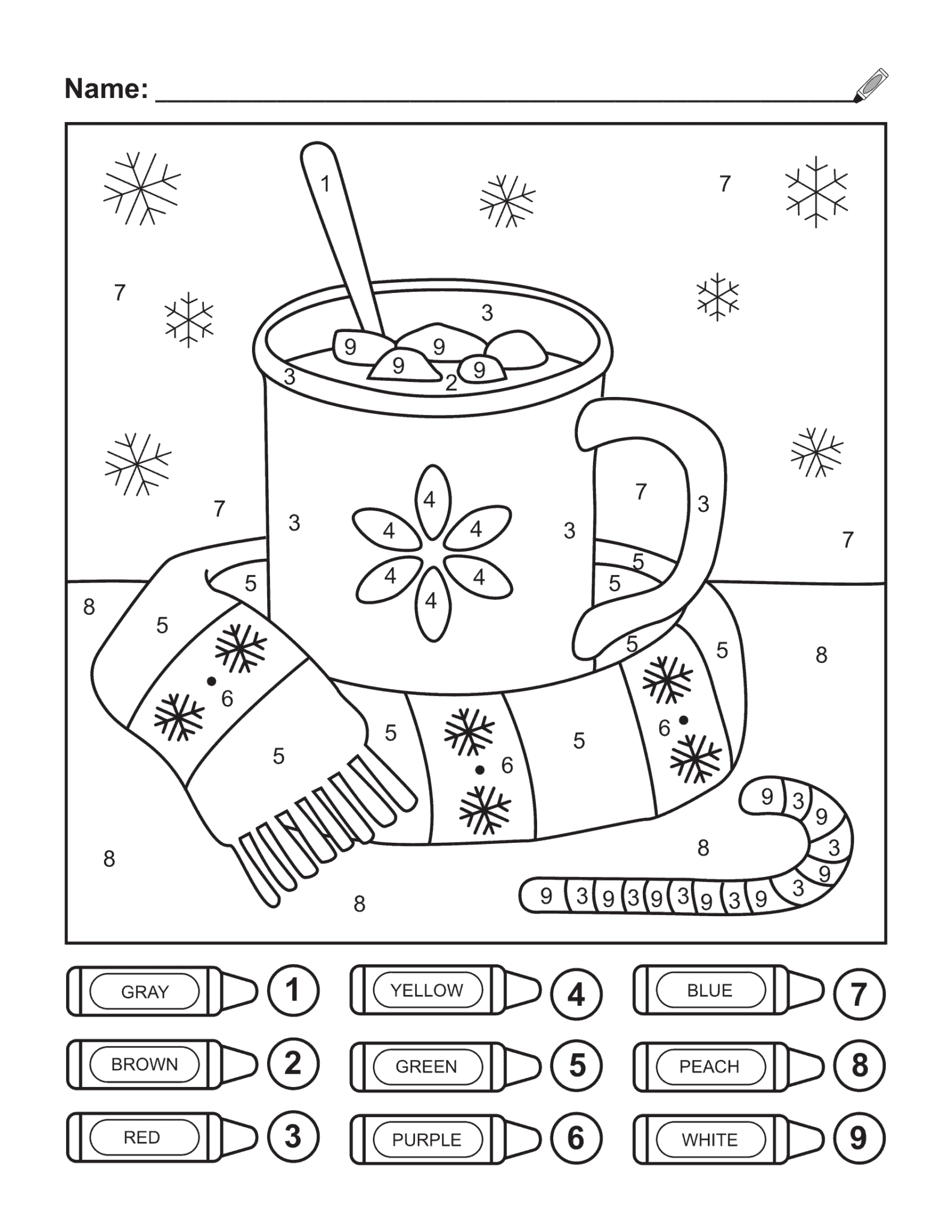 10 Winter & Christmas Color By Number Coloring Pages for Kids & a ...