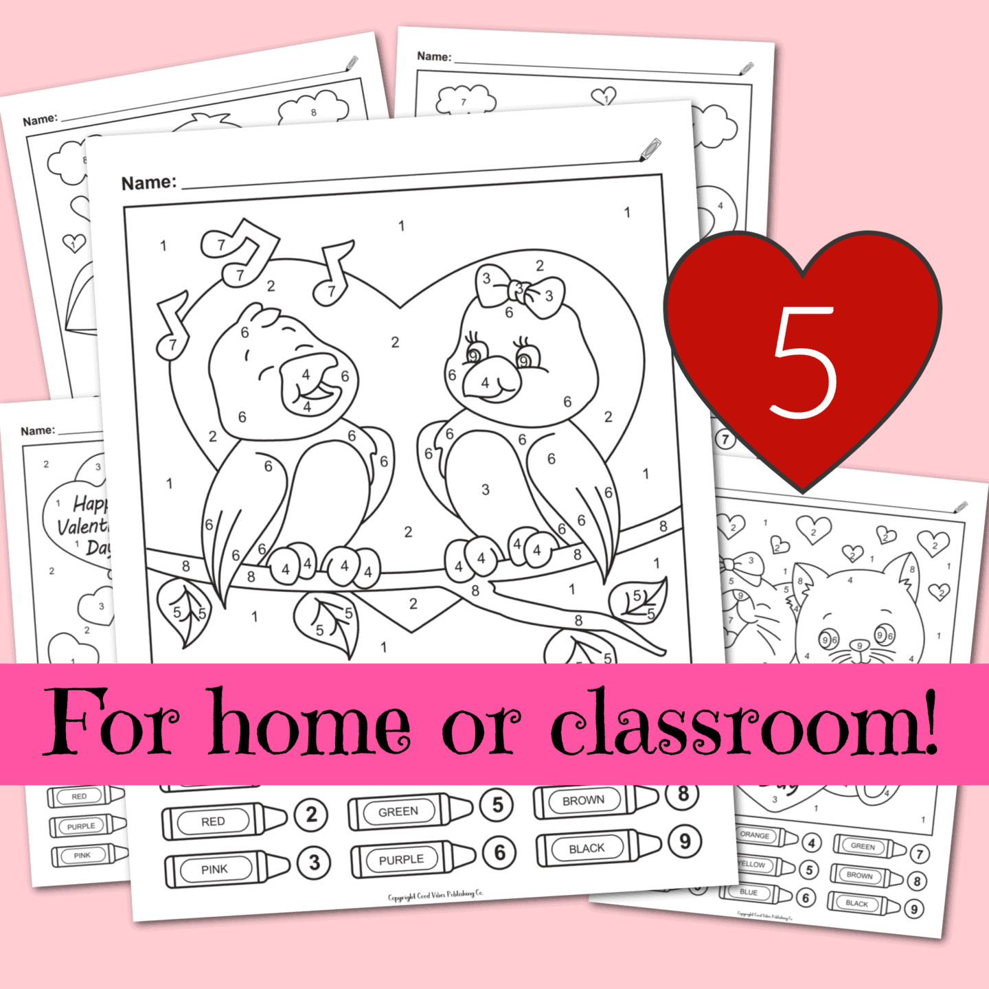 5 Exclusive Valentine’s Day Color By Number Printables - I Spy Fabulous