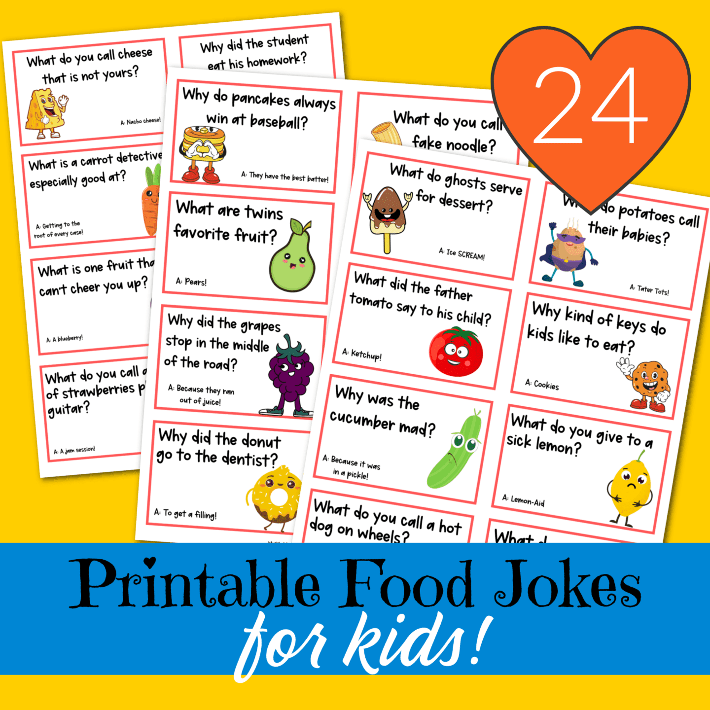 24 Free Printable Food Jokes for Kids! - I Spy Fabulous