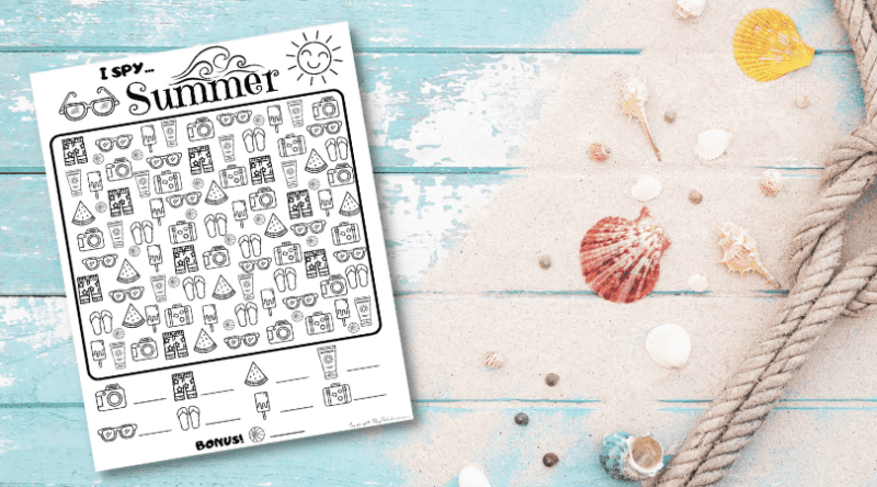 Printable I Spy Summer Coloring Page - I Spy Fabulous