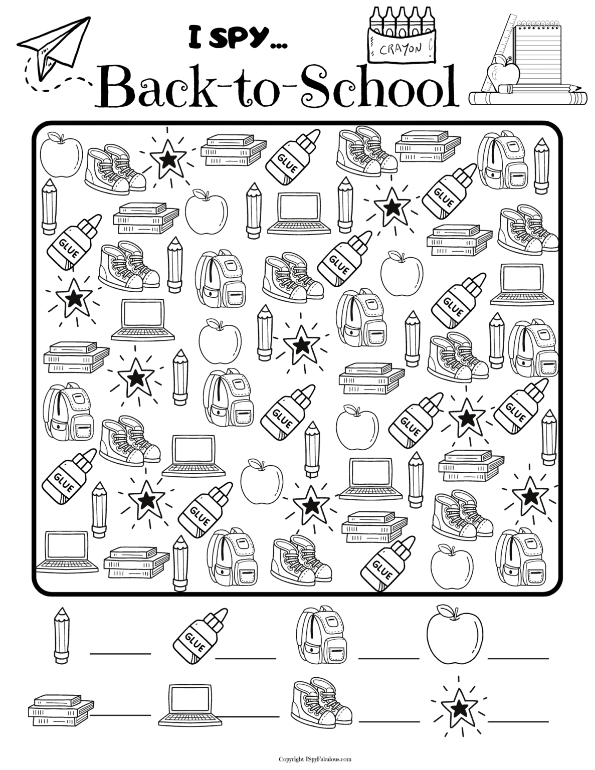 Free Back To School I Spy Printable - I Spy Fabulous