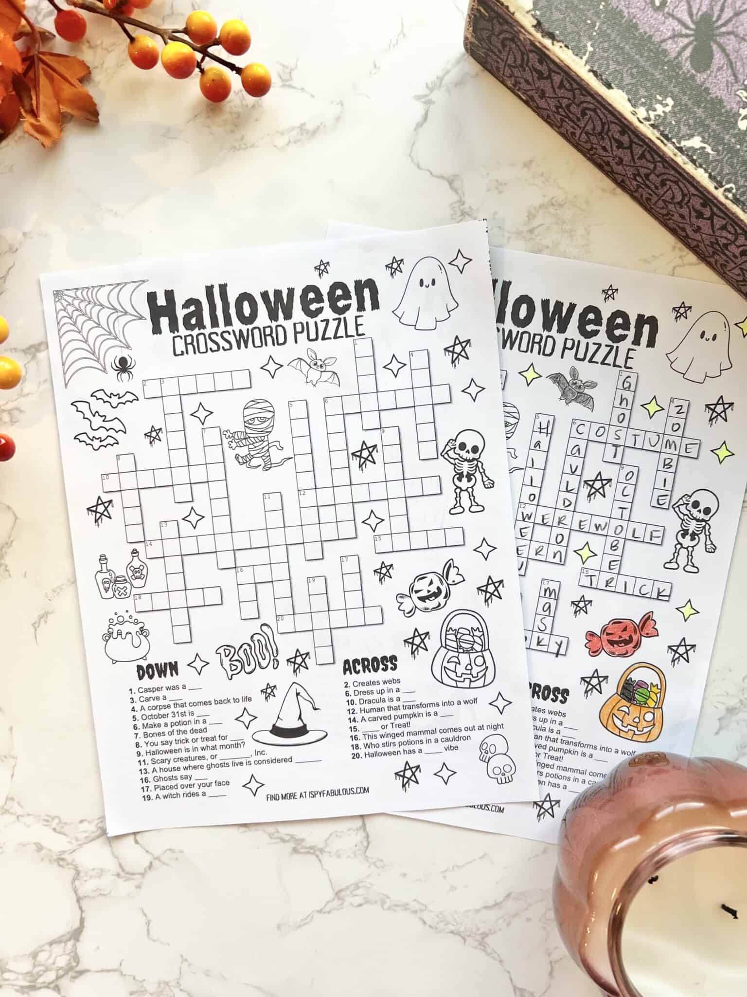 A Kid-Friendly Halloween Crossword Puzzle - I Spy Fabulous